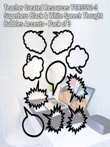 212 Main Superhero Black & White Speech Thought Bubbles Accents - Pack ...