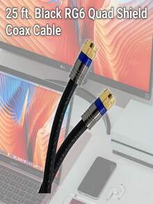 25 Ft. Black RG6 Quad Shield Coax Cable | SHEIN USA