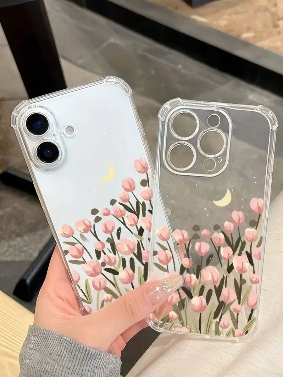 1 Stück neues, kreatives Handy-Hülle mit Mond- und Tulpen-Motiv ...