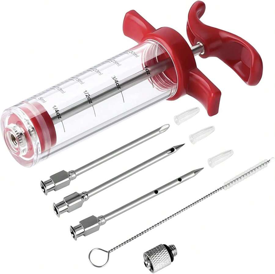 Meat Injector Syringe - 3 Marinade Injector Needles For BBQ Grill ...