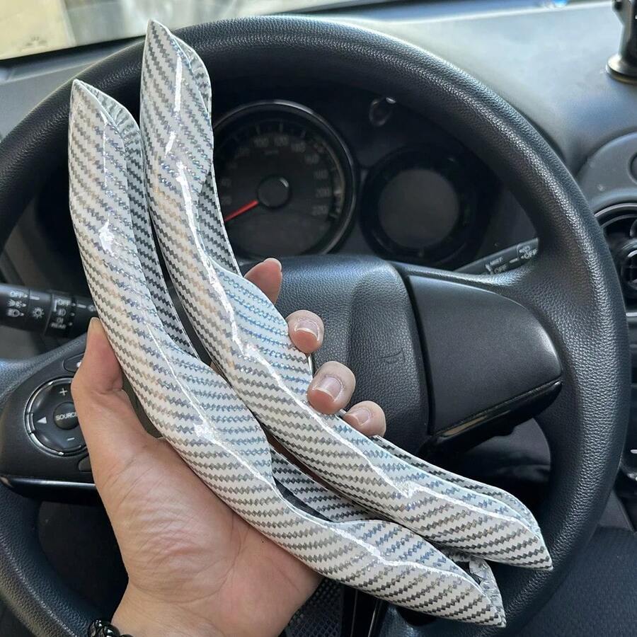 Universal Car Steering Wheel Cover Anti-Slip Bright Gloss Carbon Fiber ...