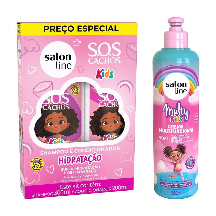 Salon Line SOS Curls Hydration Kit With Shampoo + Conditioner And Multy ...