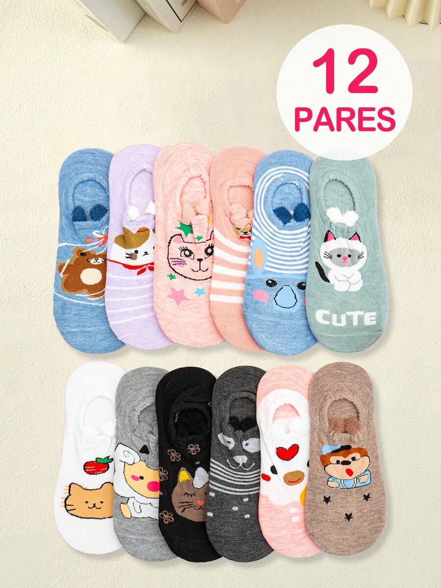 Calcetas Para Dama Tobilleras Con Orejitas De Moda Dibujos Animados ...