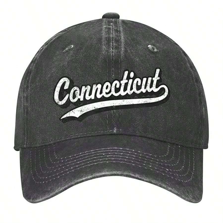 Connecticut Text Design Washed Baseball Hats | SHEIN USA