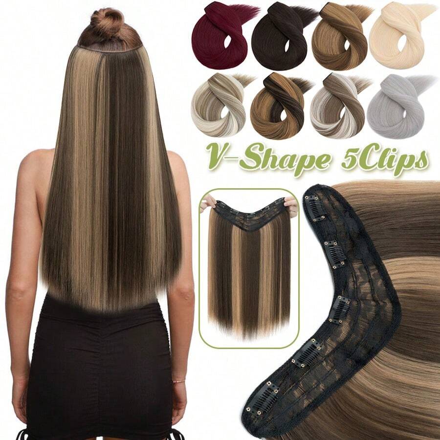 18inch/45cm U-Shaped One Piece Clip In Hair Extensions With 5 Secure ...