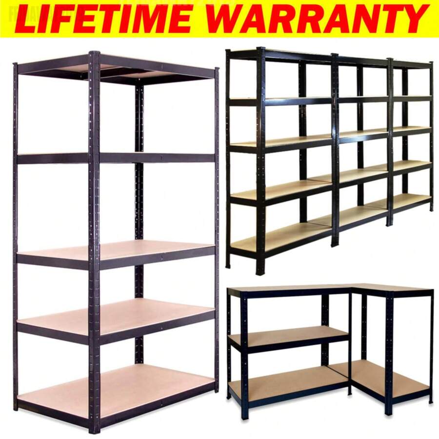 5 Tier Shelf Heavy Duty Metal Muscle Rack Garage Shelving Storage ...