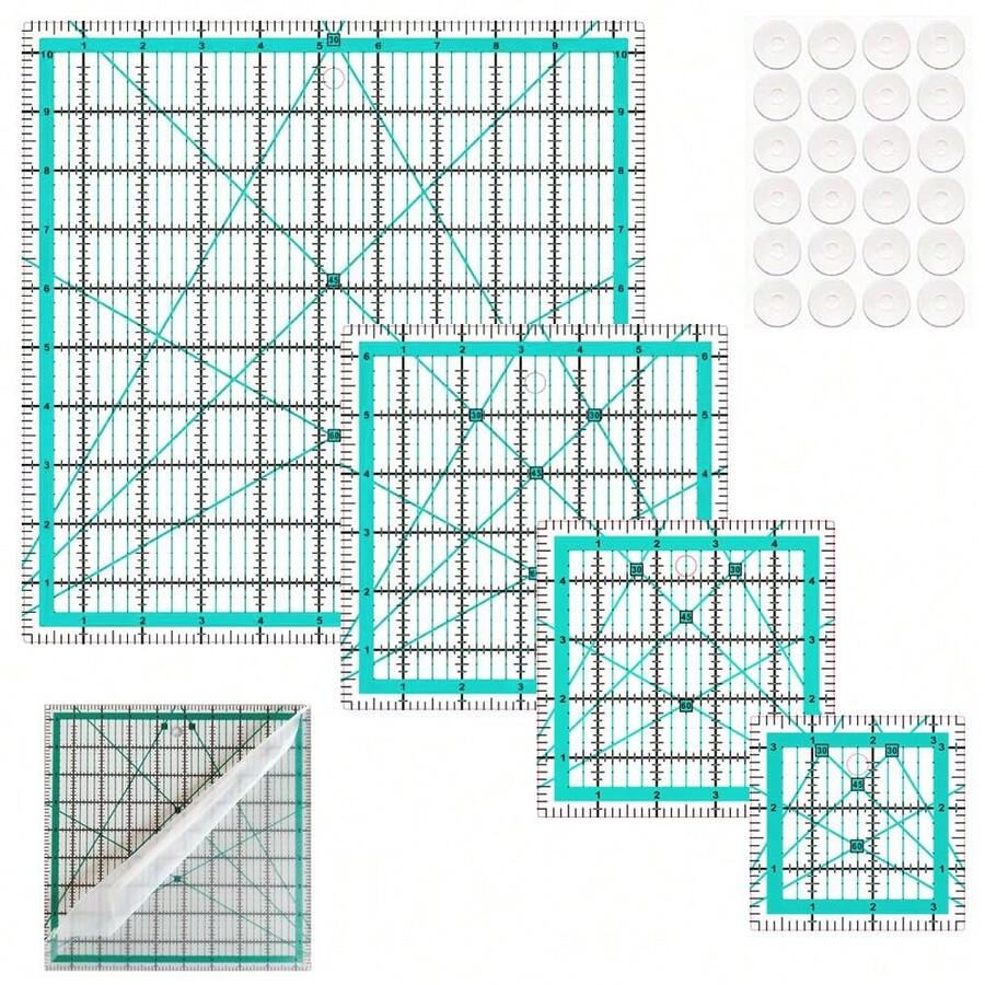 Quilting Rulers (3.5", 5", 6.5", 10.5"), 4 Square Ruler Quilting ...