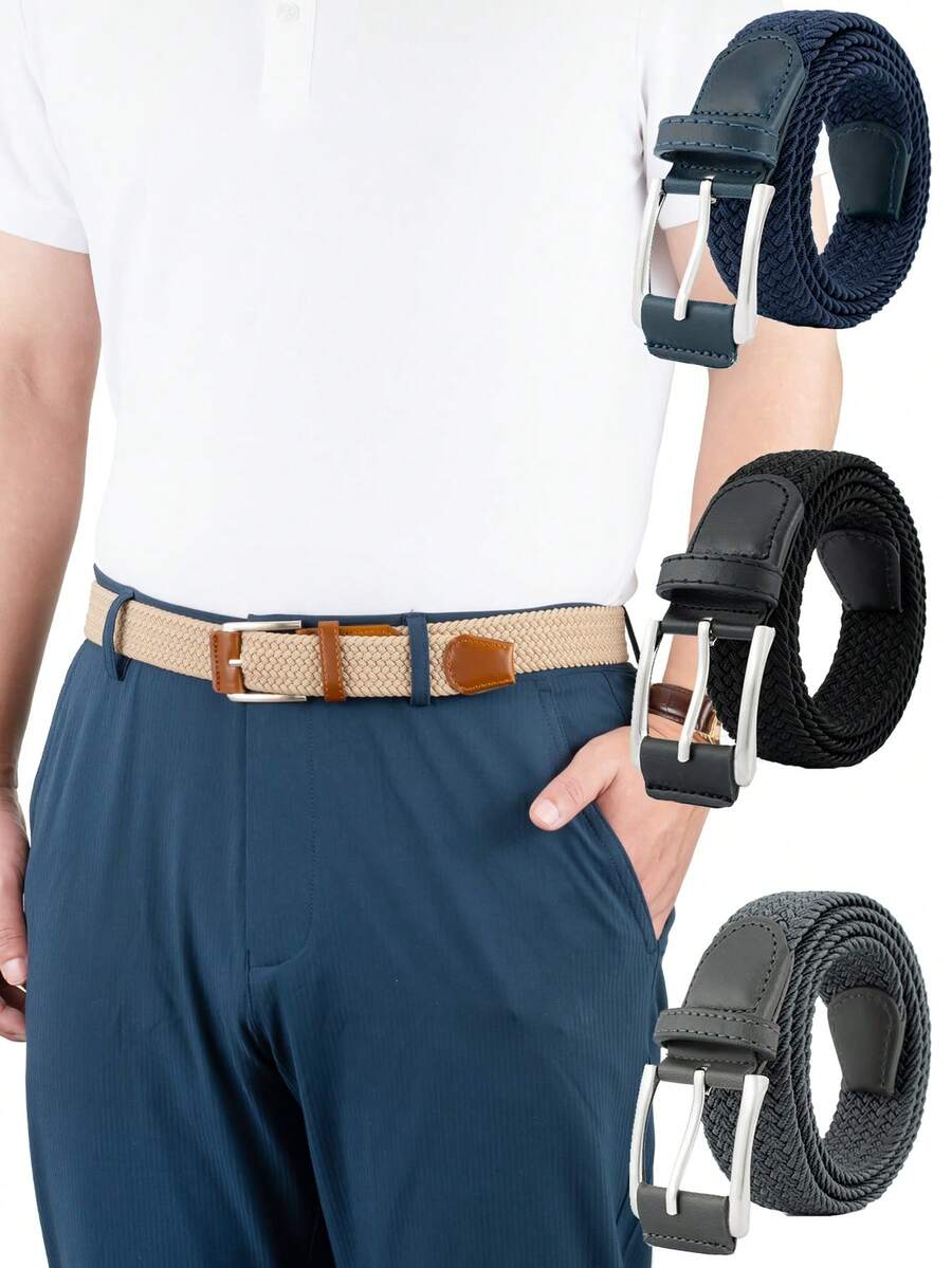 1pc Solid Color Casual Elastic Waist Belt For Men, Simple Design ...
