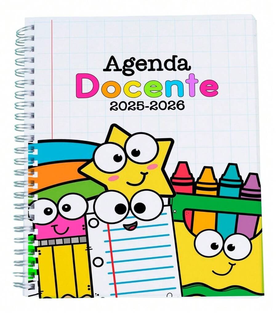 Agenda Escolar 25-26 Maestra Pasta Dura Mod Creative #4 Blanco Docente ...