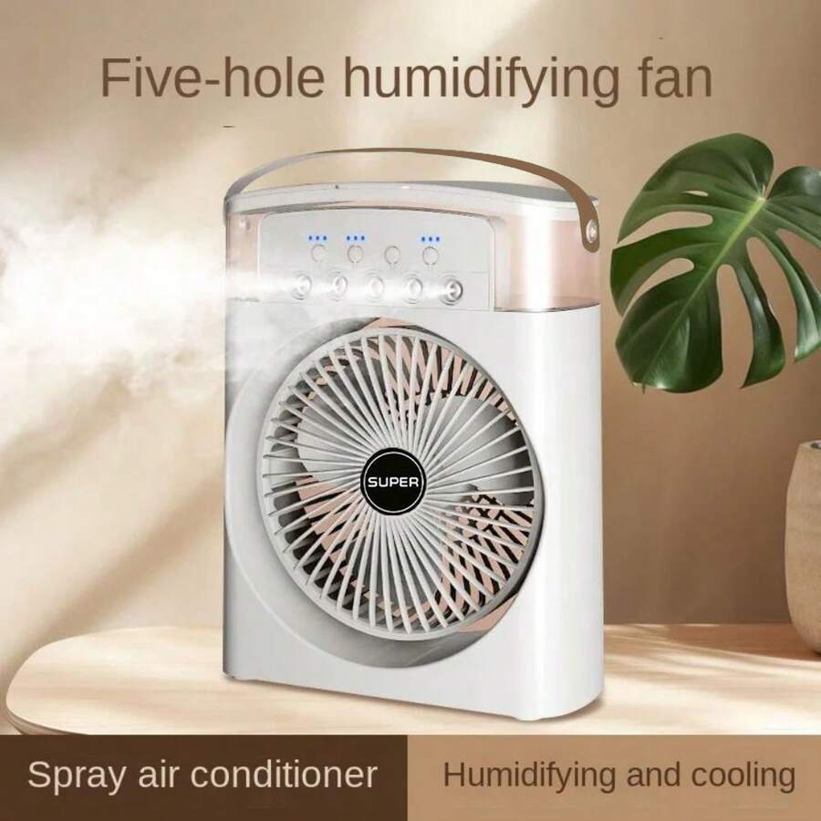 1pc Portable Humidifier Fan Light Household Small Air Cooler 3-In-1 ...