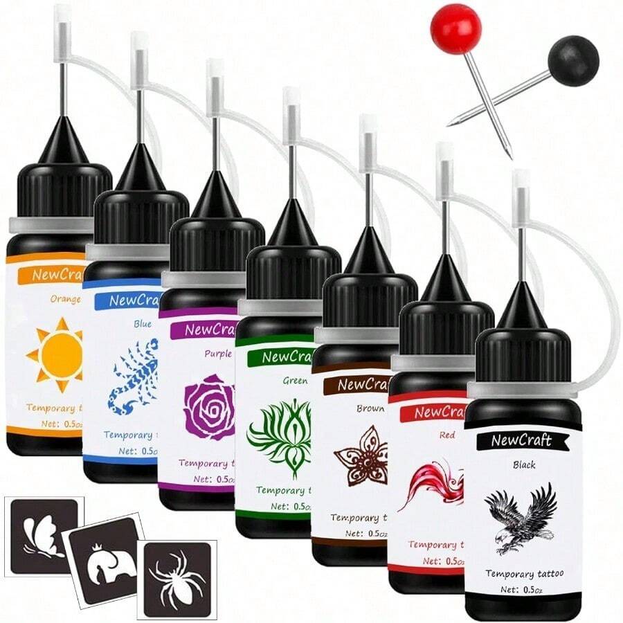 Temporary Tattoo Ink And Stencils For Adults Teens Temporary Tattoo Kit ...