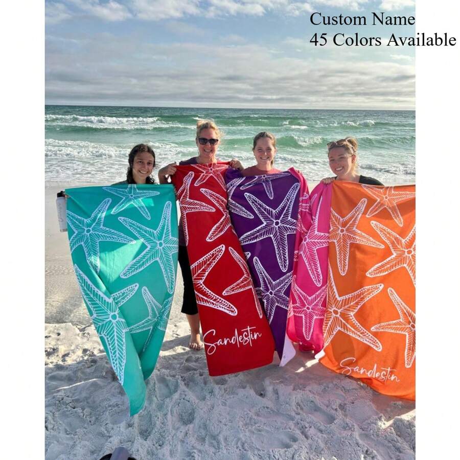 1pc 29″X58″ 31″X71″ Custom Beach Towels, Starfish Custom Beach Towel, Personalized Starfish ...