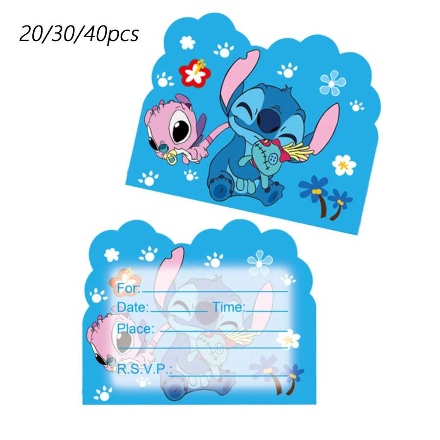 Disney Disney Stitch Birthday Invitation Cards,Stitch Party Decorations ...