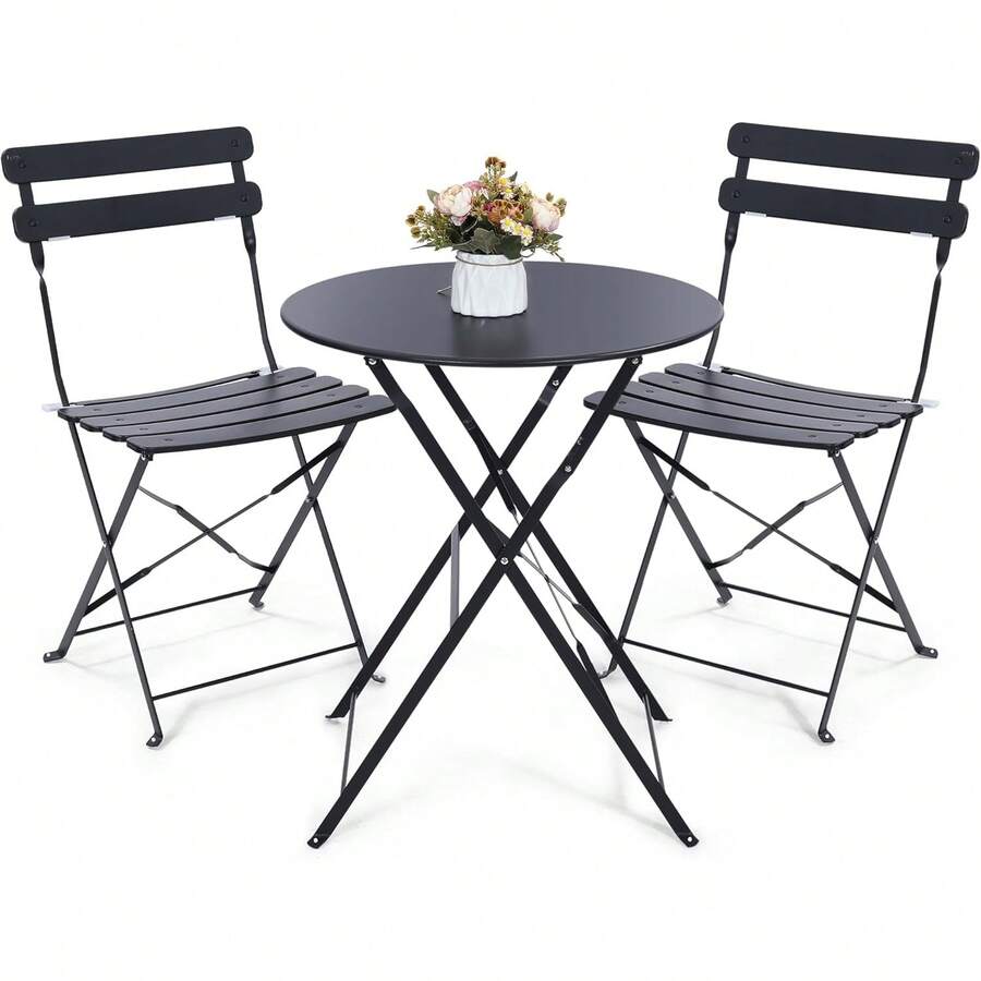 Kromax Outdoor 3 Piece Patio Bistro Set, Folding Bistro Table And 2 ...