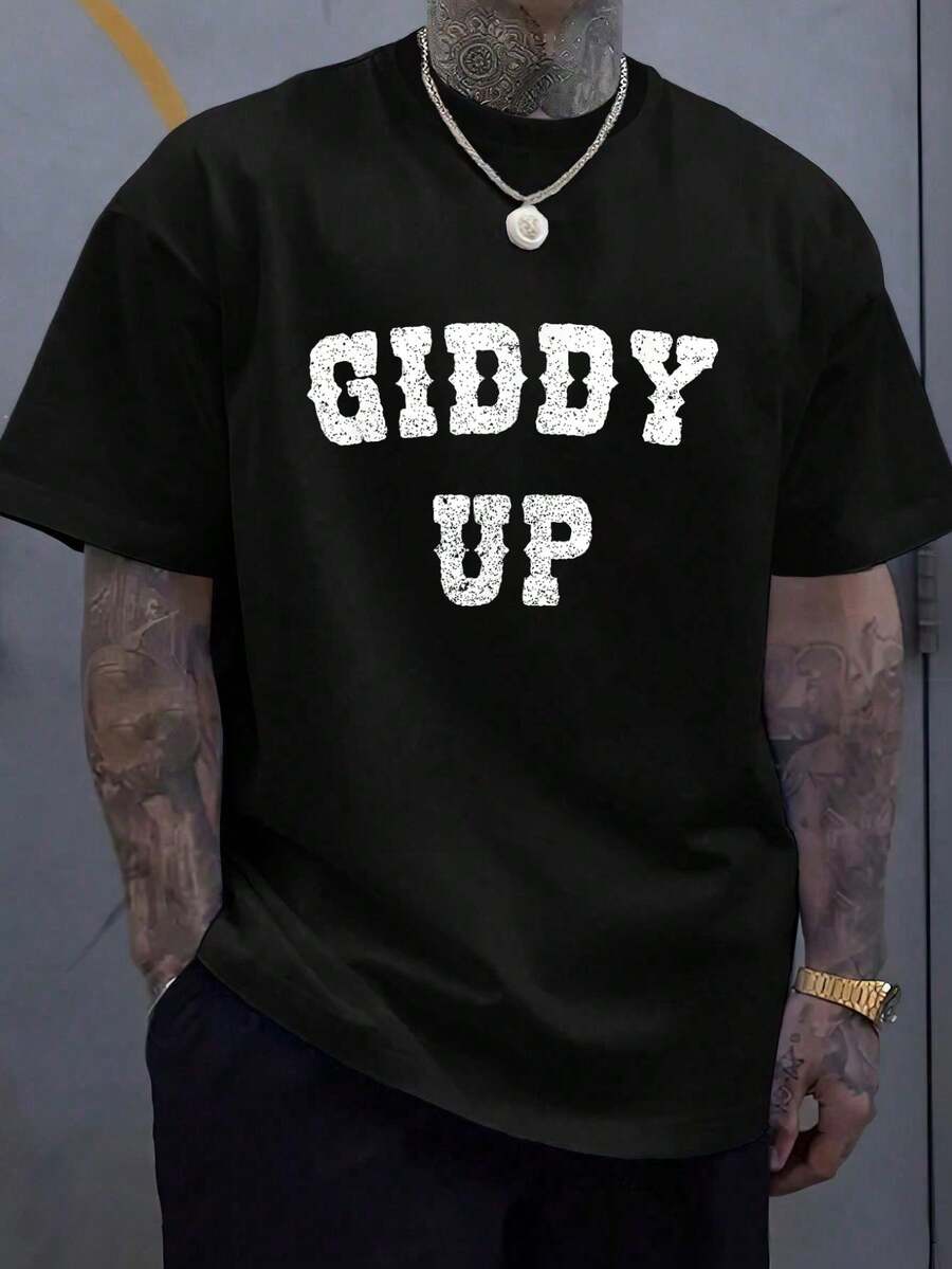 GIDDY UP T-SHIRT COWBOY & COWGIRL WHITE GRAPHIC GIFT IDEA T-Shir - 100% ...