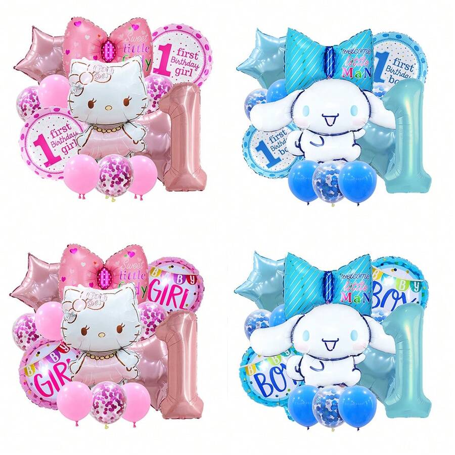 Sanrio 13pcs Sanrio Balloon Set, Hello Kitty Gender Reveal Party Scene ...
