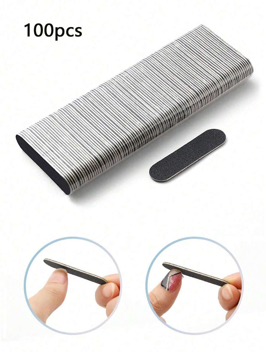 100pcs Disposable Black DIY Mini Nail Files - Double Sided Emery Boards ...