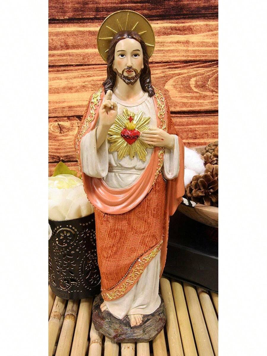 Catholic Sacred Heart Of Jesus Devotional Statue In Linen Fabric ...