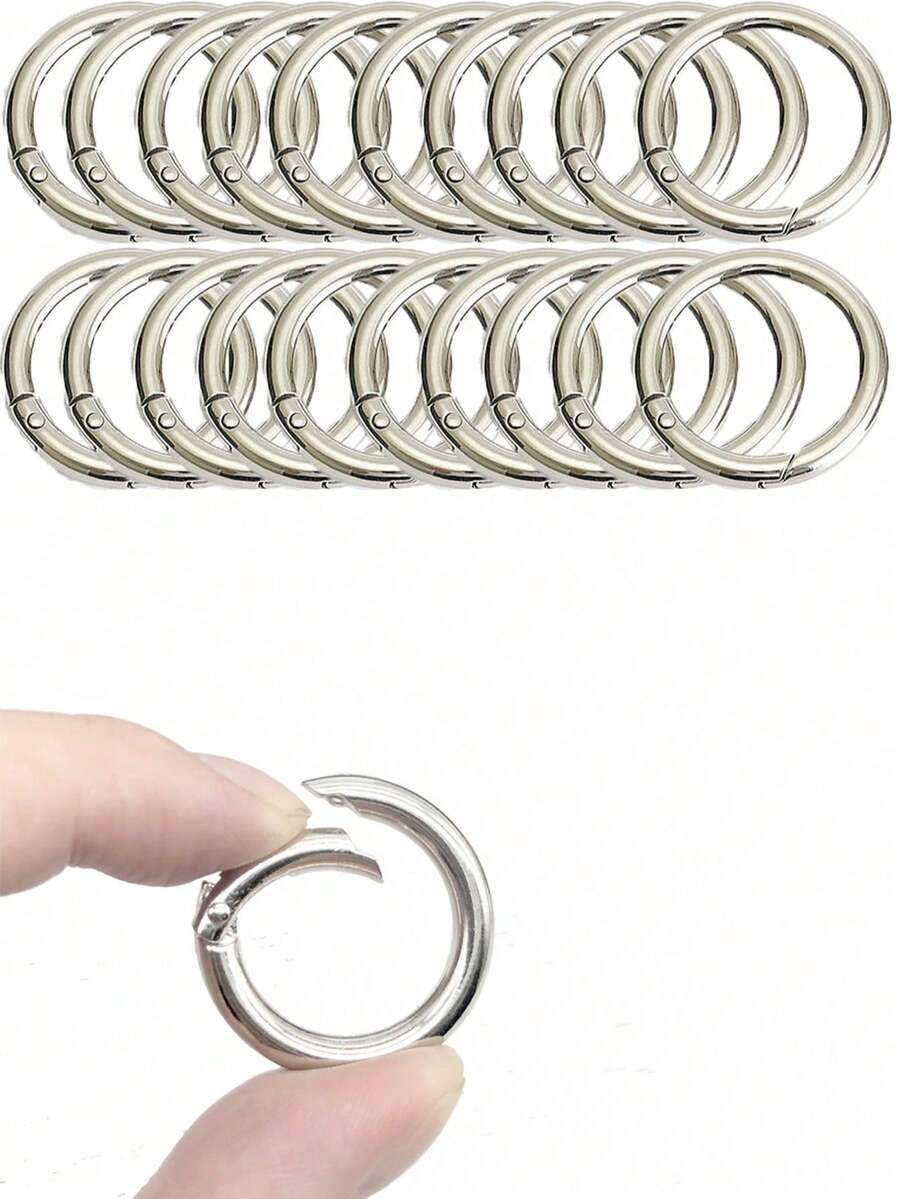 20Pcs Silver Spring Ring Metal Open Circle Card Ring Jewelry Spring ...