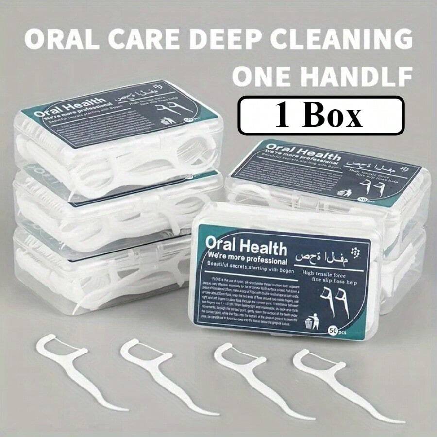 1 Box Of Dental Floss (1 Box Of 50), Ultra-Fine Disposable Dental Floss ...