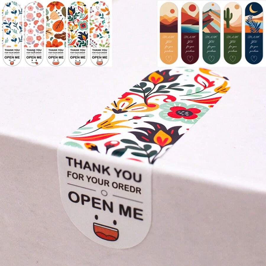 100 Cute Rectangular Stickers Per Pack, Gift Box Stickers, Sealing ...