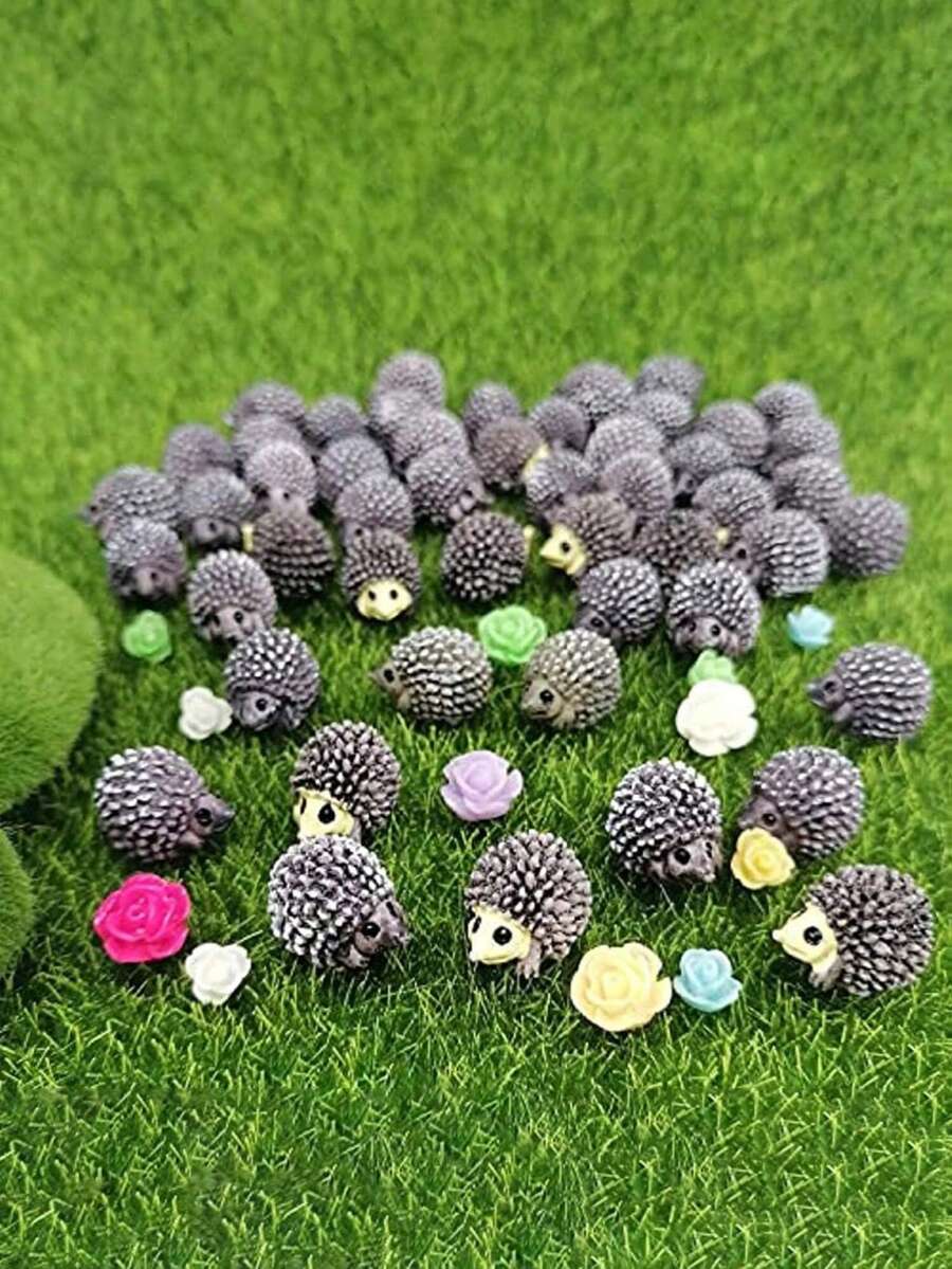 5/15/30pcs Mini Animals Miniature Resin Hedgehog With Mini Resin ...