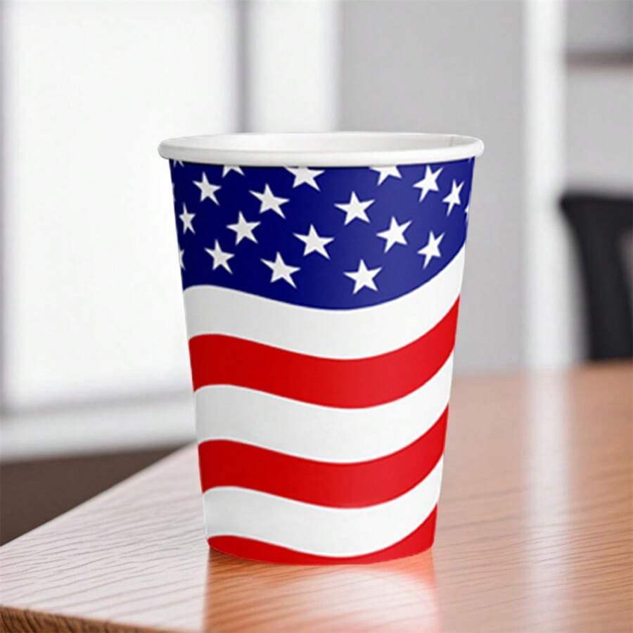 4th Of July Party Cups Red White Blue Patriotic Paper Cups Set For ...