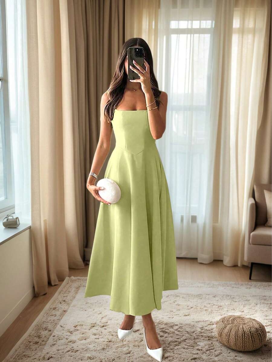 Women's Solid Color A-Line Dress, Sexy For Wedding, Party, Daily Casual ...