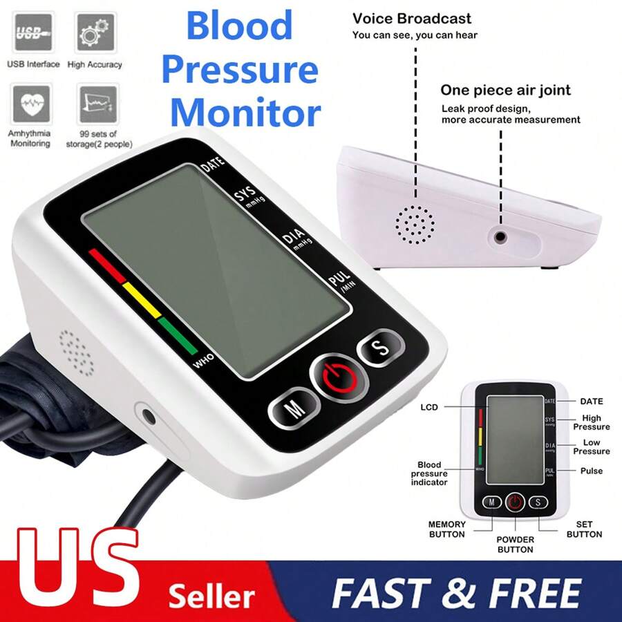 NetHong Digital Automatic Blood Pressure Monitor Upper Arm BP Machine ...