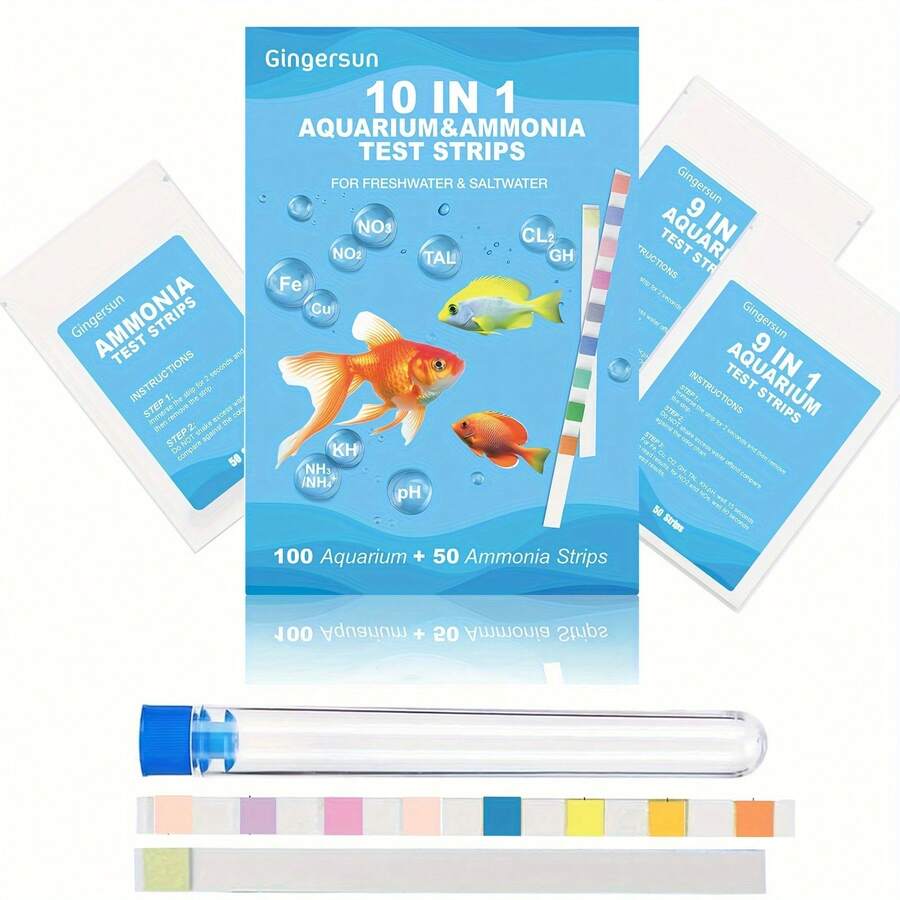 10 In 1 Aquarium And Ammonia Test Kit, 100PCS Aquarium Test Strips To ...