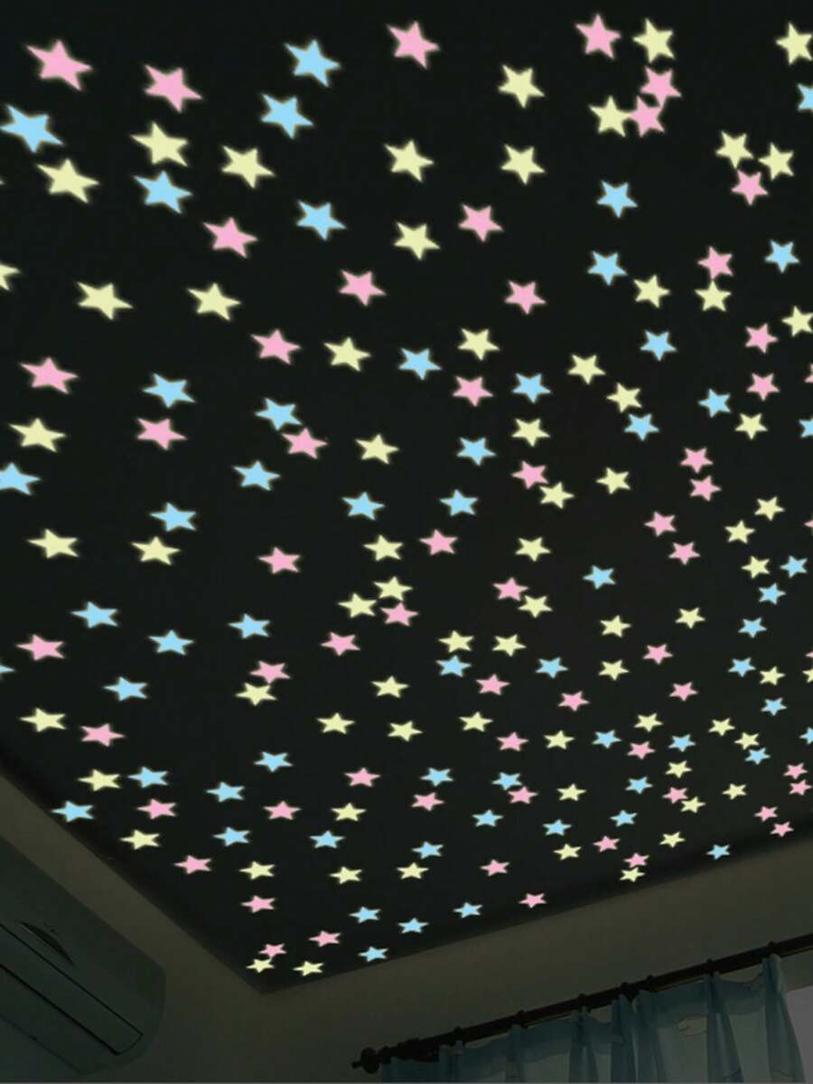 100pcs/Pack Glow In The Dark 3D Stardust Stickers, 3cm Plastic Adhesive ...