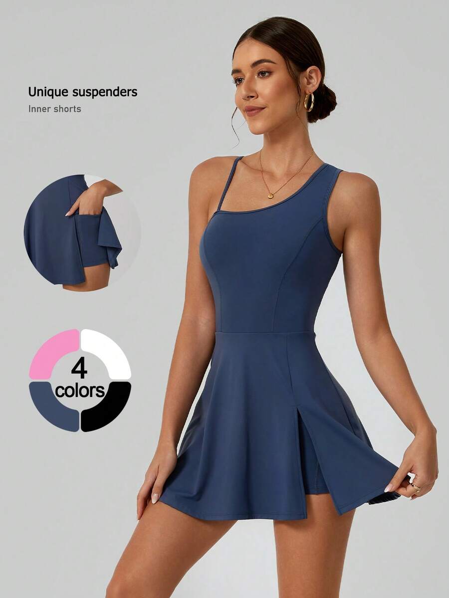 NcmRyu 1pc Women's Fashionable Seamless Elastic Tennis Training Fitness ...