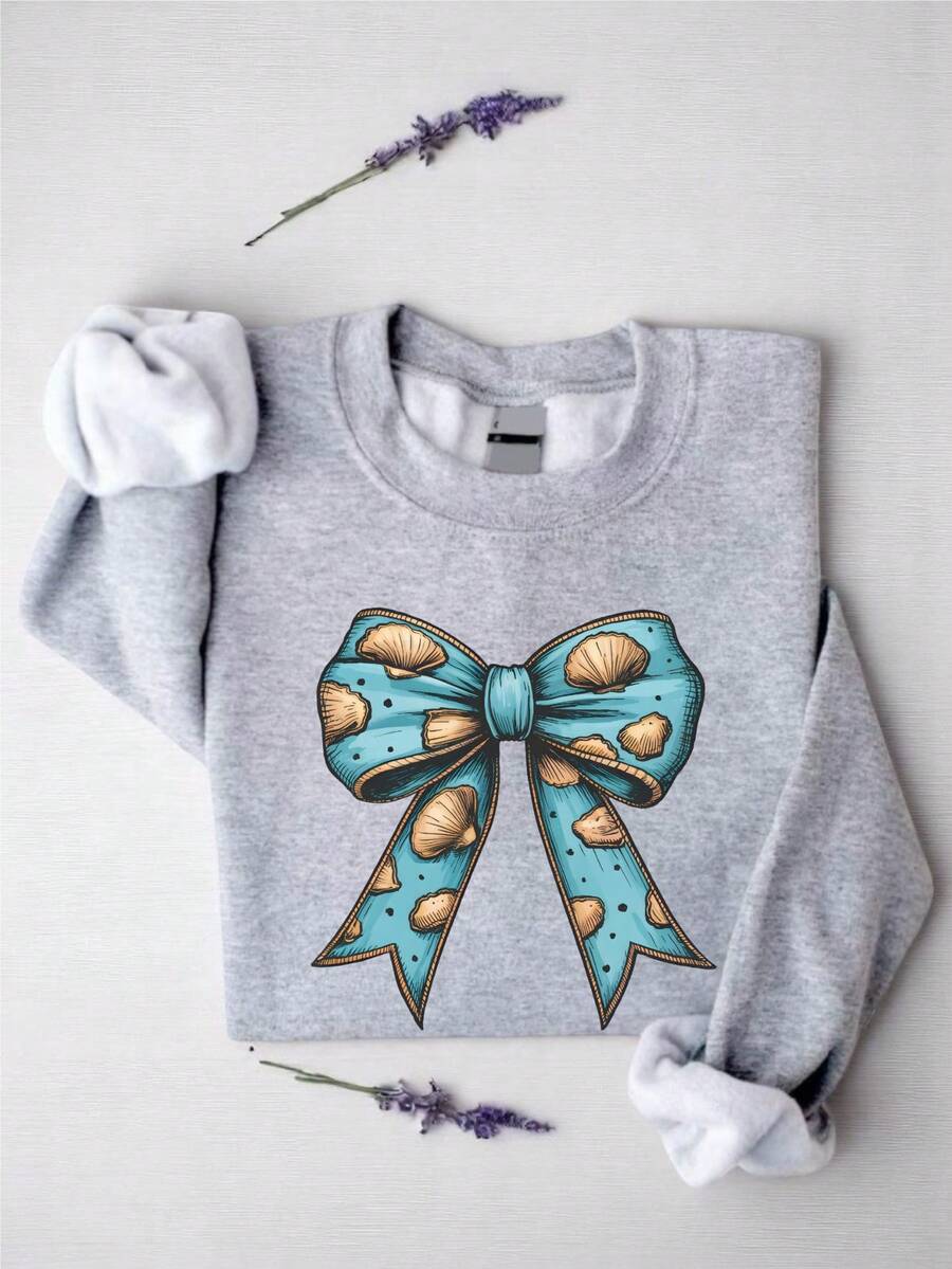 Seashell Coquette Sweatshirt, Beach Crewneck, Coastal Cozy Sweatshirt ...