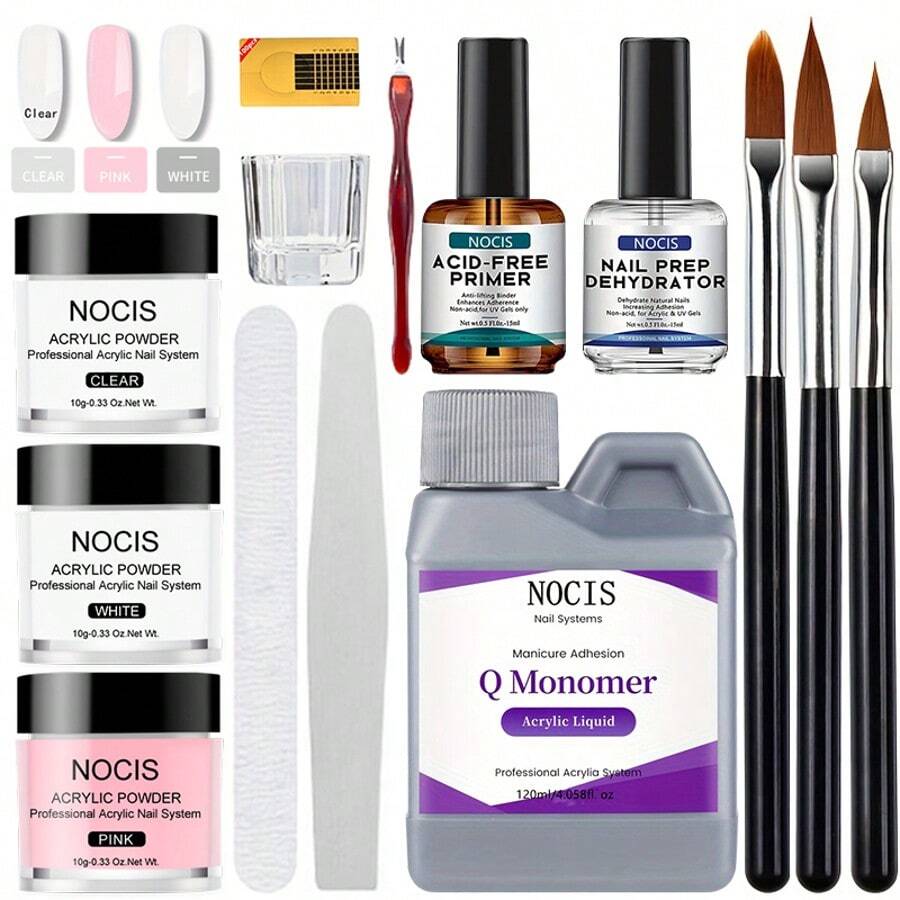 NOCIS Acrylic Powder Professional Acrylic Nail Kit With Monomer Liquid ...