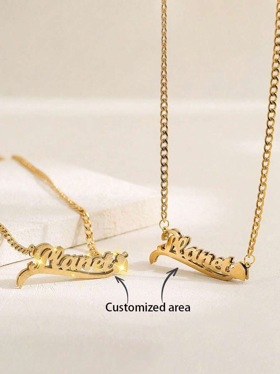 1pc Personalized Sparkling Name Necklace With Heart Shaped Customized ...