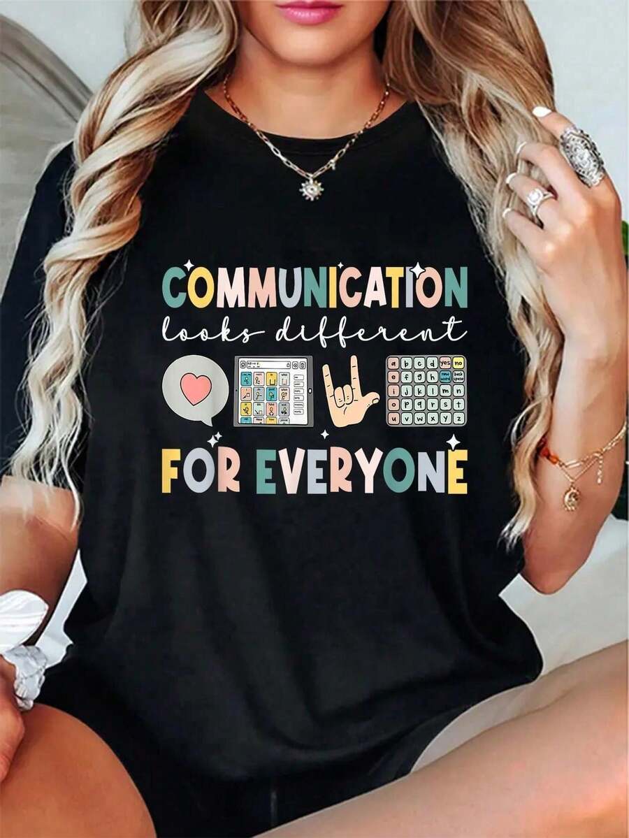 Communication Looks Different For Everyone Awareness T-Shirt Casual ...