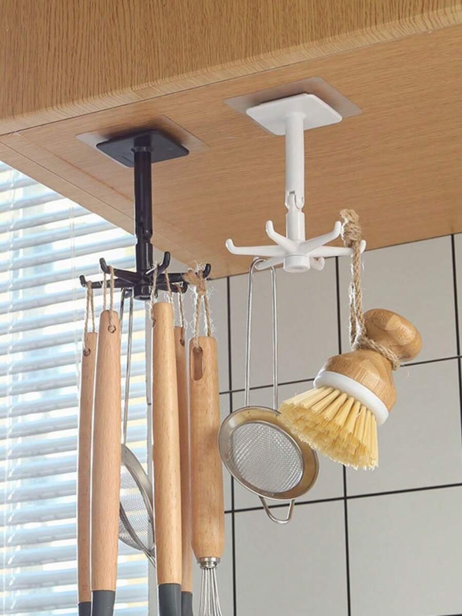1/4pcs Rotating Hook Kitchen No Drilling Wall Mounted Kitchen Spatula ...