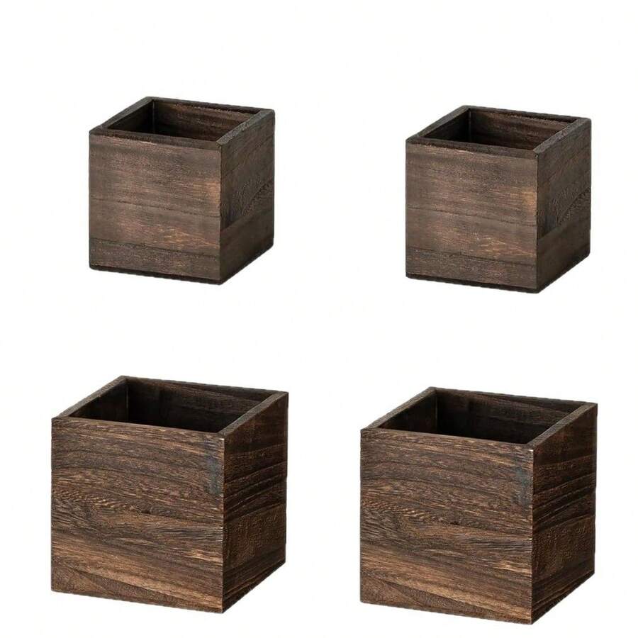 Suzile 12 Set 5 Inch Wooden Planter Box Flower Square Vases For ...