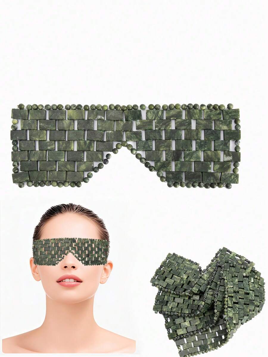 1pc Natural Jade Eye Mask, Non-Electric Cold Therapy Eye Cover ...