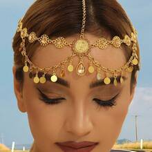 1pc Vintage Forehead Chain, Tassel And Teardrop Design, Gold-Tone ...