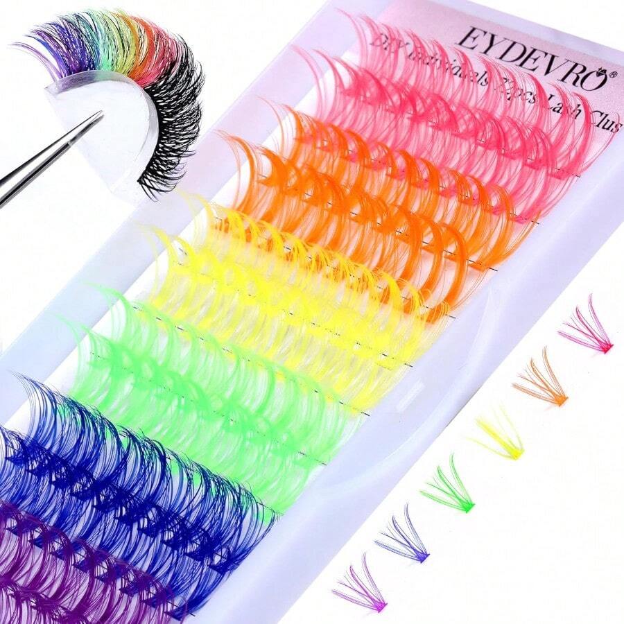 Colored Lash Clusters Individual Lashes D Curvature 14mm 16mm Mixed 6 ...