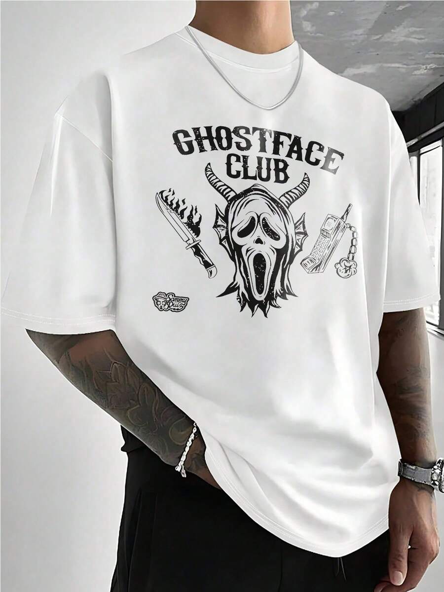 Men's Heavy Cotton Graphic Tee, 220gsm Ghostface Club Design, Perfect Gift For Horror Movie Fans ...
