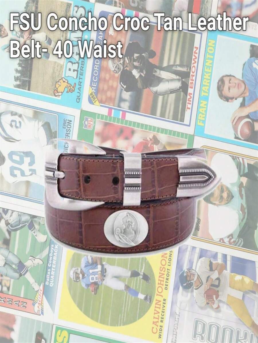 FSU Concho Croc Tan Leather Belt, 40 Waist | SHEIN USA