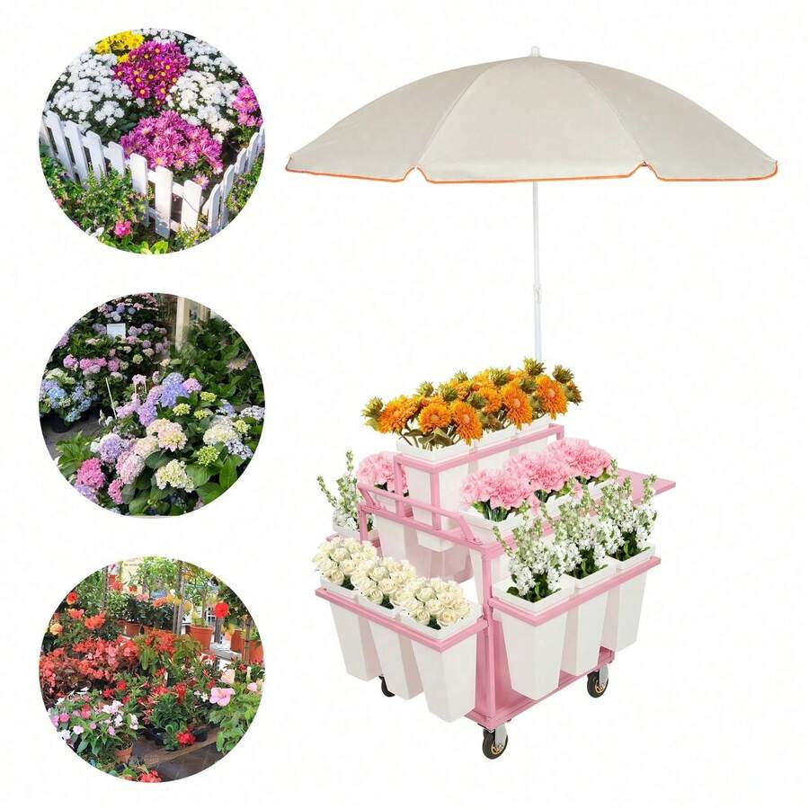 HOHOBLA Garden Cart Plant Stand, Rolling Flower Display Rack, Plant ...