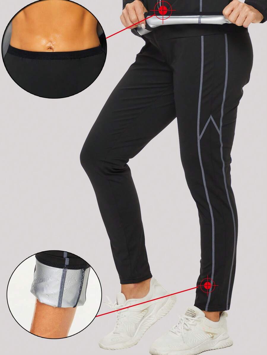 1pc Women Silver Coated Slimming Outdoor Activewear Sweat Pants ...