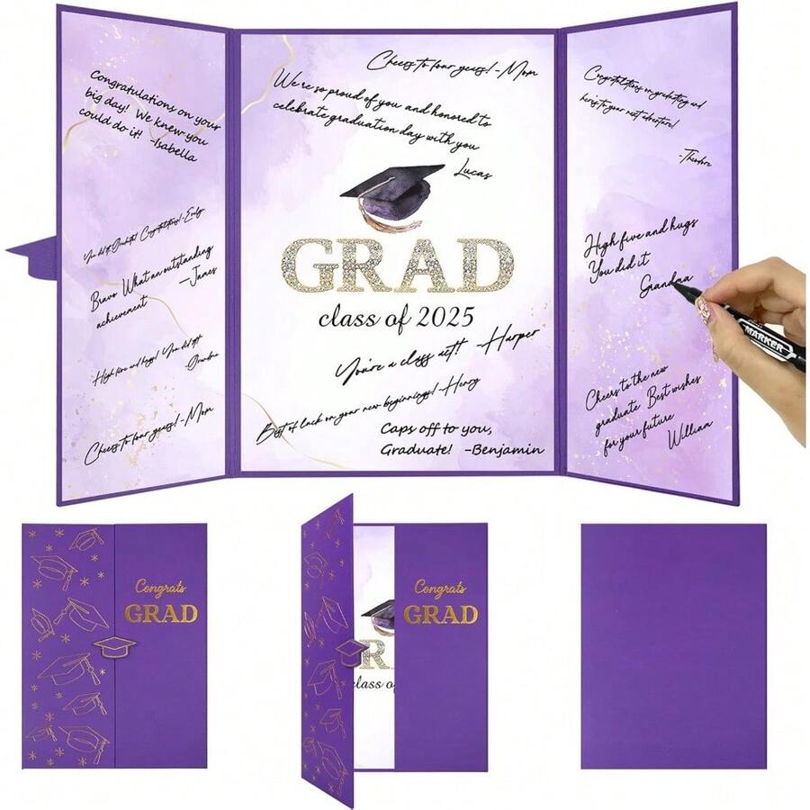 2025 Graduation Party Decorations, Purple Class Of 2025 Guest Book ...