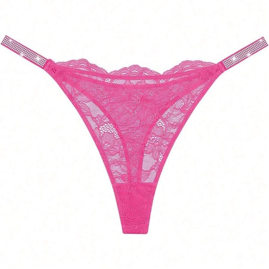 Sexy Thongs For Women Breathable Lace Underwear Rhinestones Strap G ...