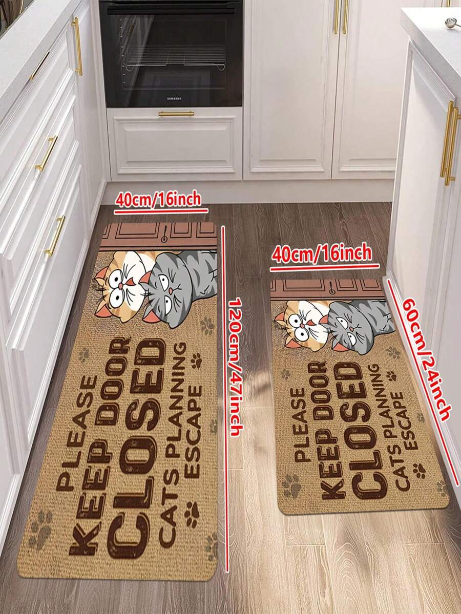 1/2pcs Whimsical Cat-Themed Welcome Mat, - Non-Slip, Machine Washable ...