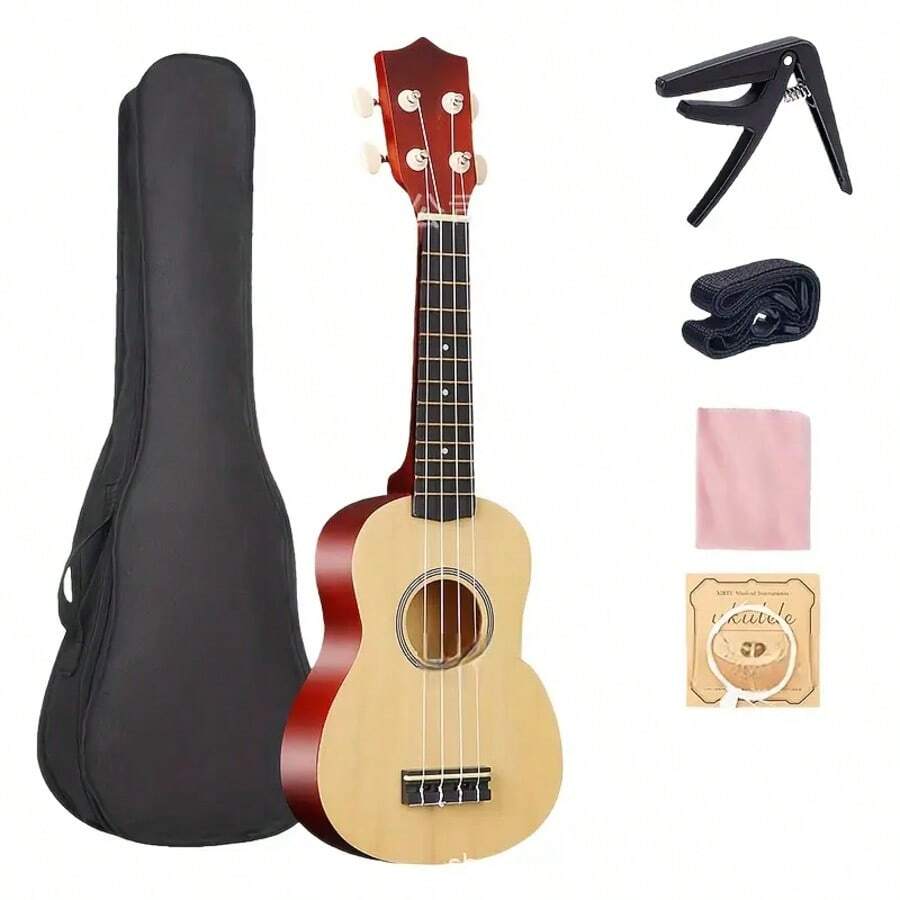 21-Inch Wooden Ukulele Small Guitar Music Gift Musical Instrument 4 ...