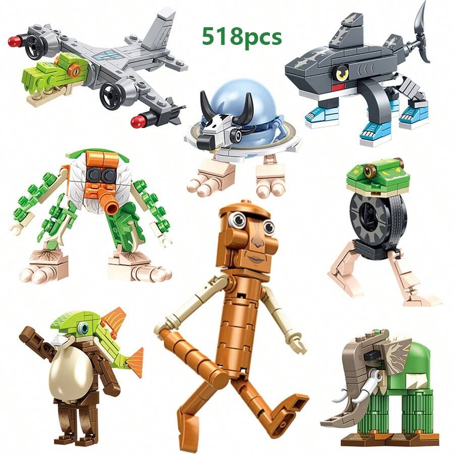 8in1 518pcs Brick 2025 New Italian Brain Rot Toys AI Tungtungtung Sahur ...